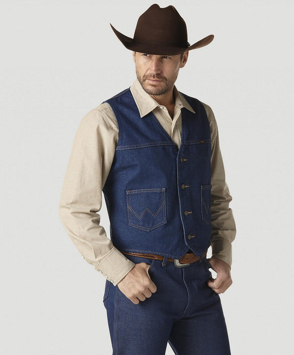 Wrangler Men's Denim Vest STYLE 74130PW - Bear Creek Western Store